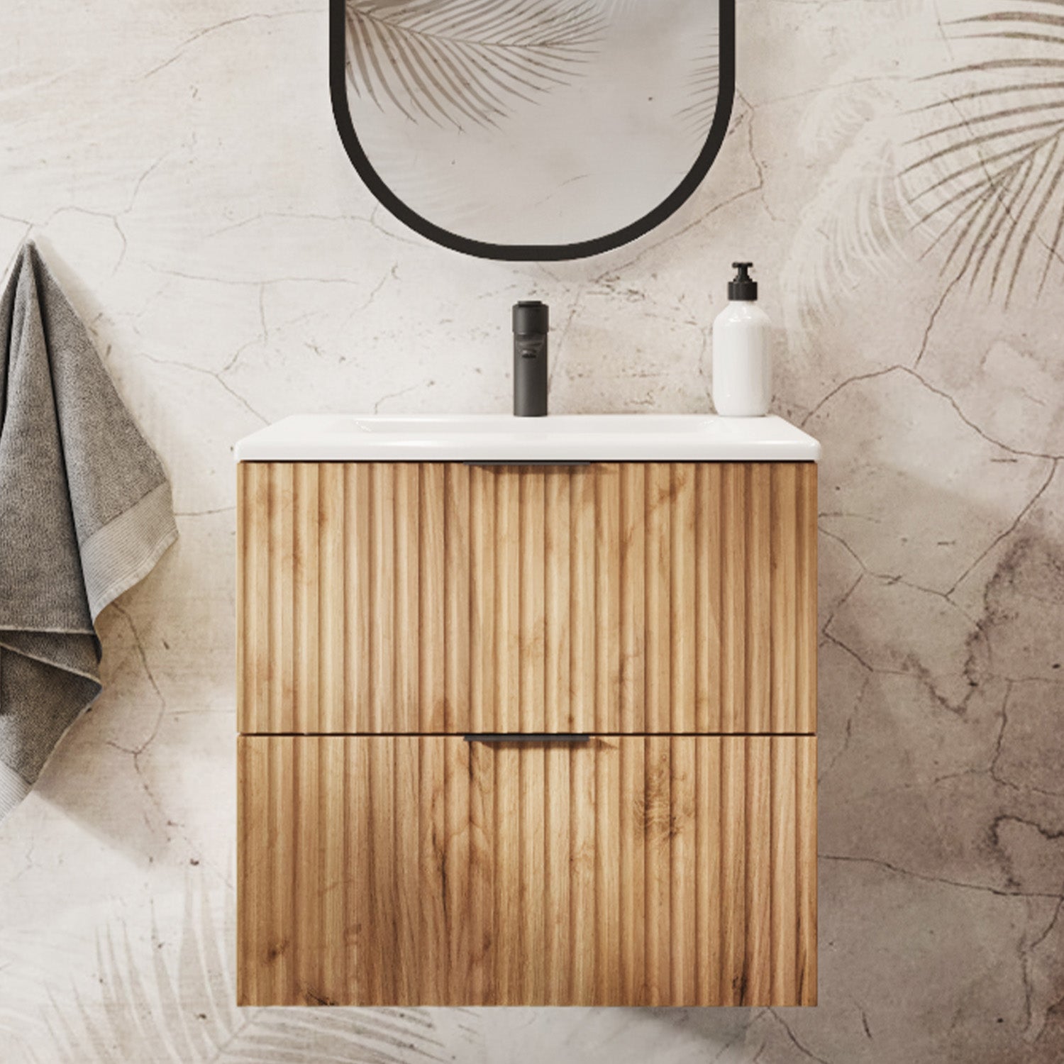 Flow 2 Drawer Bathroom Vanity Cabinet Vanity Unit with Basin 60cm - Go – Heze Furniture