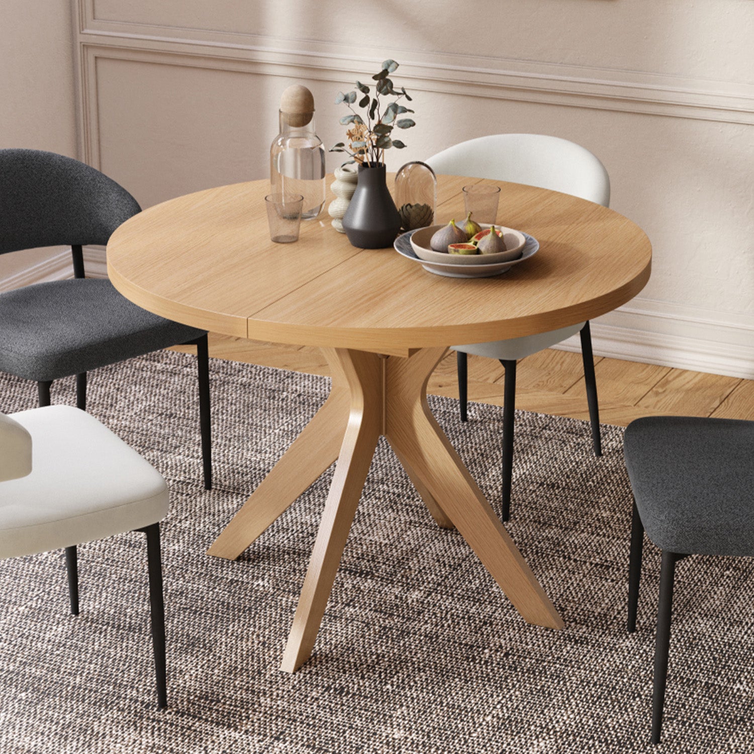 Renzo Extending Modern Dining Table – Narciso Oak – Heze Furniture
