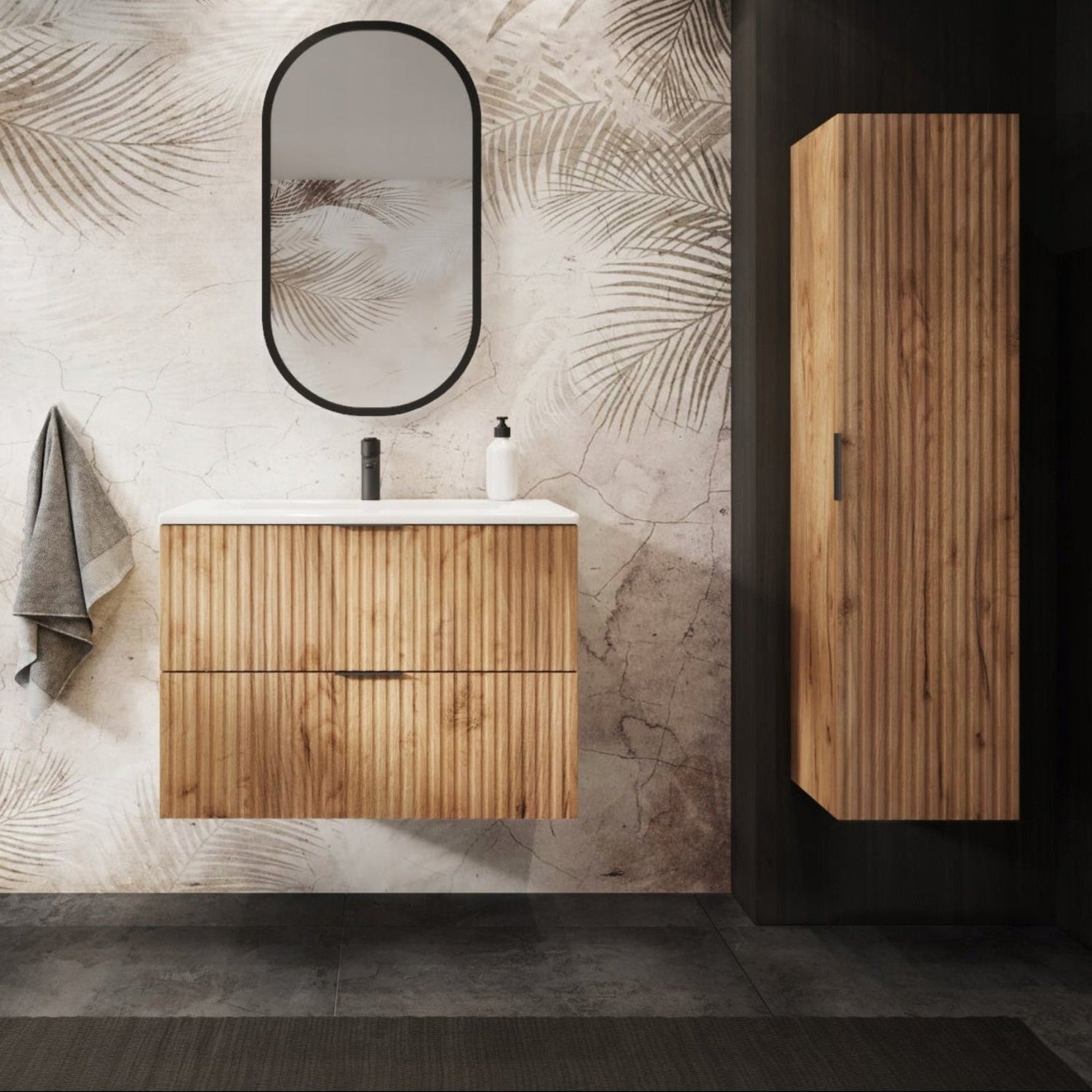 Flow Wall-Mounted 2 Bathroom Vanity Cabinets Set with Basin 80 cm – Go ...